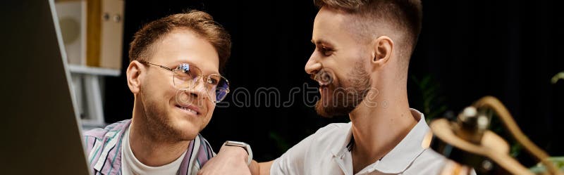 Collaborative Innovation: Dual Minds at Work Stock Image - Image of ...