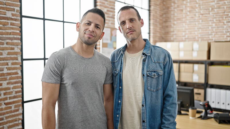 Two Men Ecommerce Business Workers Standing with Relaxed Expression at ...