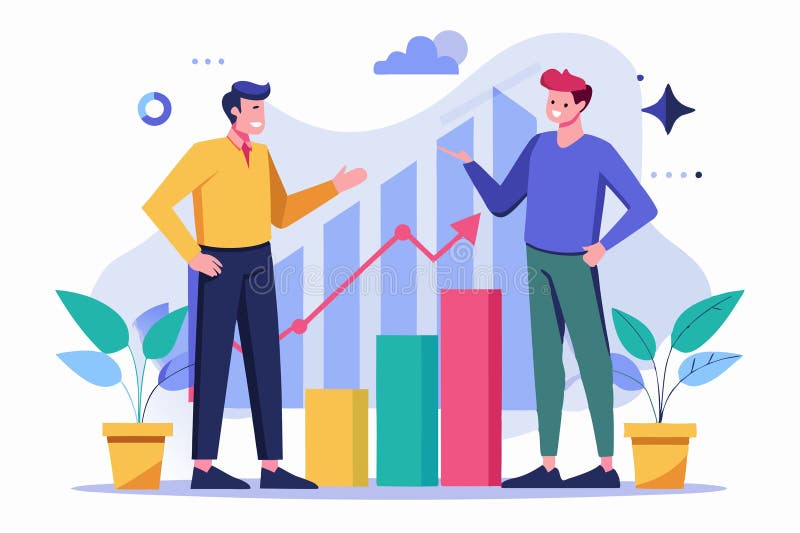 Two Men Engage in a Conversation about a Flat Growth Graph in a ...