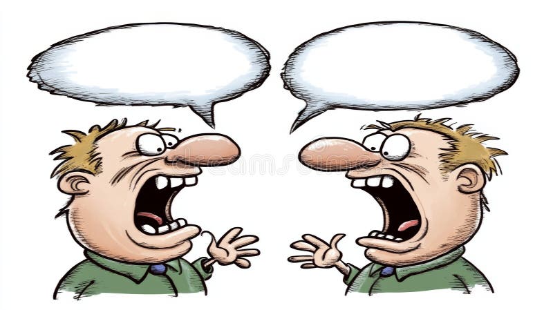 Engaging Dialogue, Two Men Communicate through Speech Bubbles ...