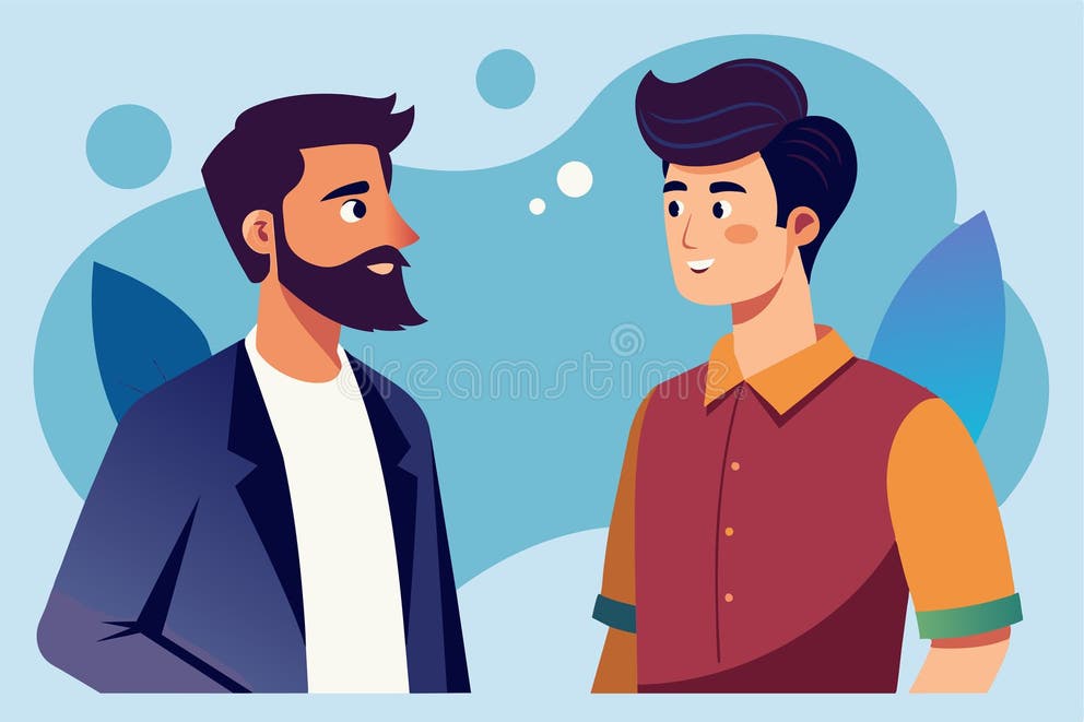 Two Men Engage in a Lively Conversation, Showcasing a Friendly ...