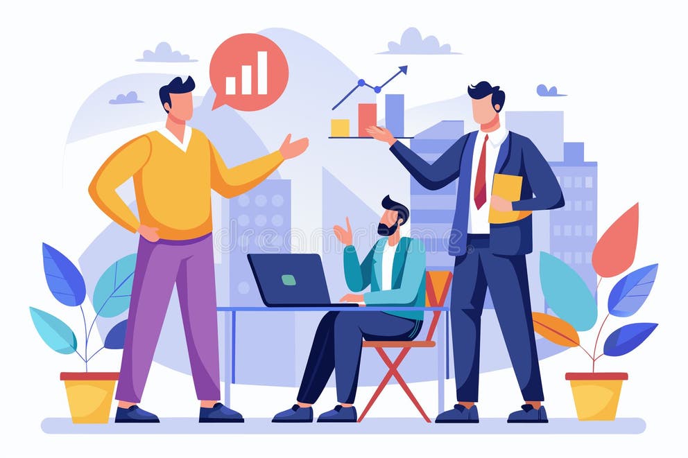 Two Men are Engaged in a Debate about Work Progress while a Third Man ...