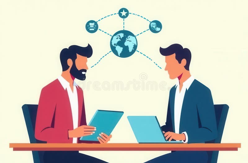 Two Professionals Discussing Global Business Strategies in an Office ...