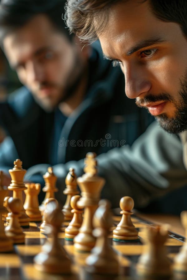 Two Men Engaged in a Game of Chess. Suitable for Illustrating Strategic ...