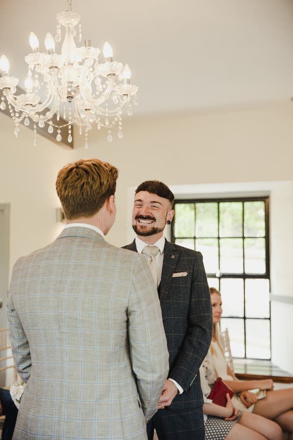 Two Men Exchanging Vows on Their Wedding Day Stock Image - Image of ...