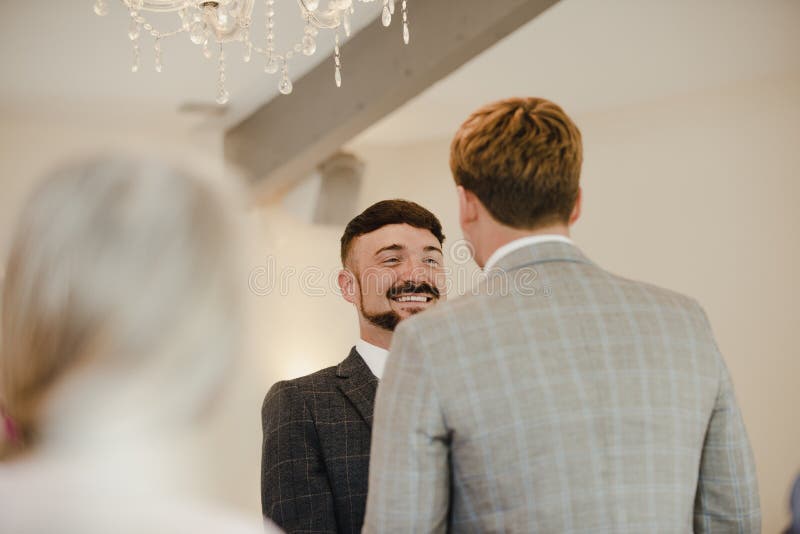 Two Men Exchanging Vows on Their Wedding Day Stock Image - Image of ...