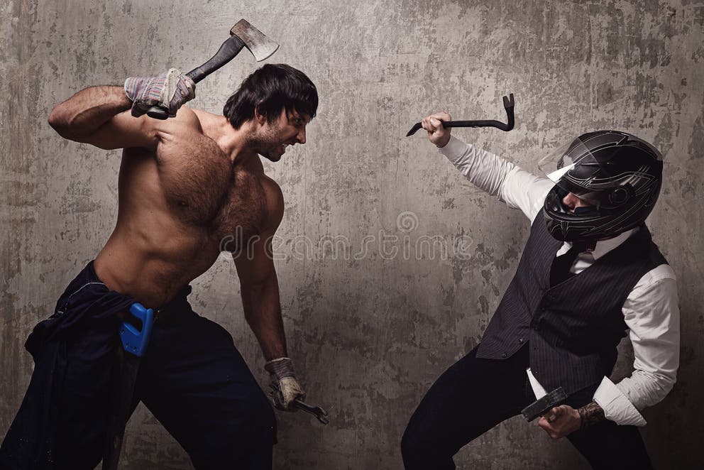 Two men fight stock photo. Image of combat, indoor, hairy - 47252100