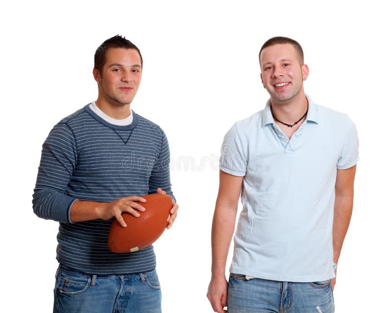 Two men with football stock image. Image of casual, caucasian - 16474111