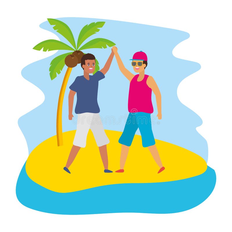 Two Men Friendly Together Characters Stock Illustration - Illustration ...