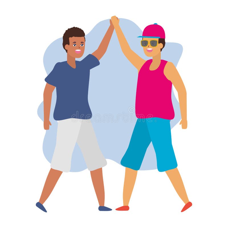 Two Men Friendly Together Characters Stock Illustration - Illustration ...