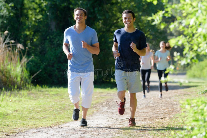 Two Men Friends Jogging Outdoors Stock Photo - Image of jogging ...