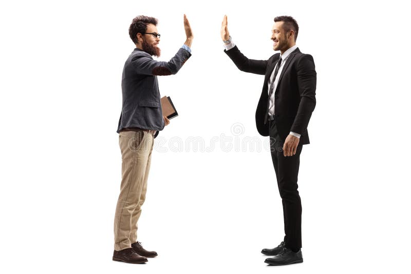 Two Men Gesturing High-five Stock Photo - Image of isolated, gesturing ...