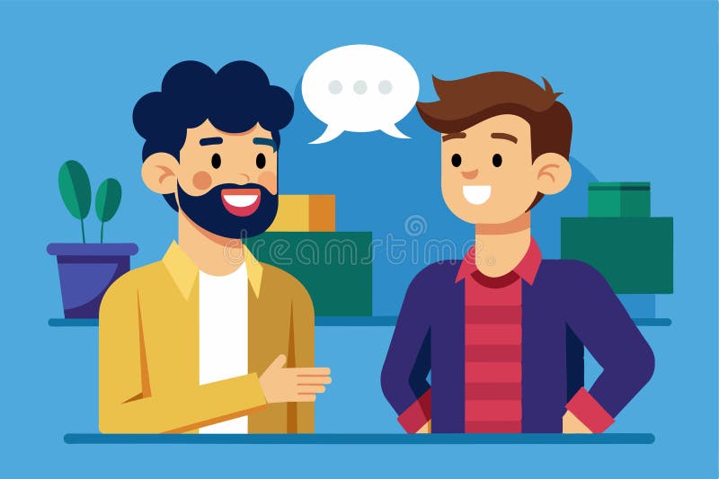 Two Men are Happily Talking with Each Other, Smiling and Enjoying Their ...