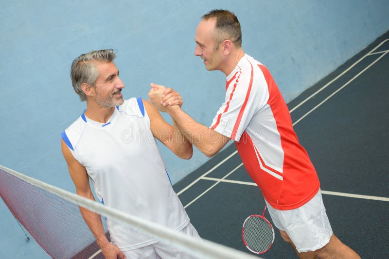 Two Men Happy Badminton Team Stock Image - Image of teamwork ...