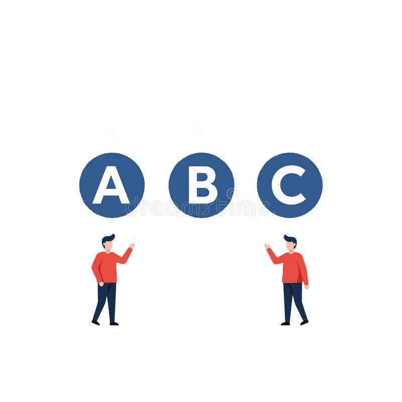 Two Men Interacting with Letters in a Minimalistic Illustration Style ...
