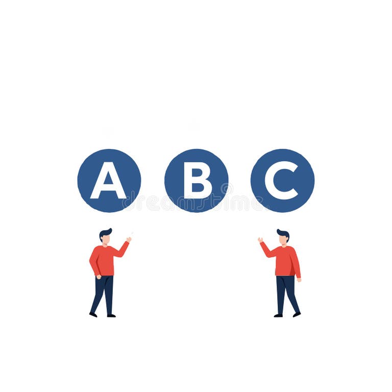 Two Men Interacting with Letters in a Minimalistic Illustration Style ...