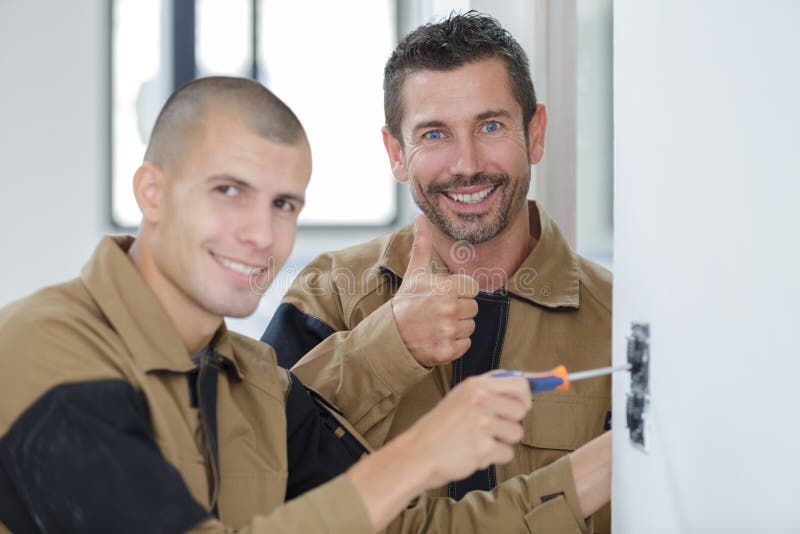 Two Men and Maintenance Service Stock Image - Image of electrician ...