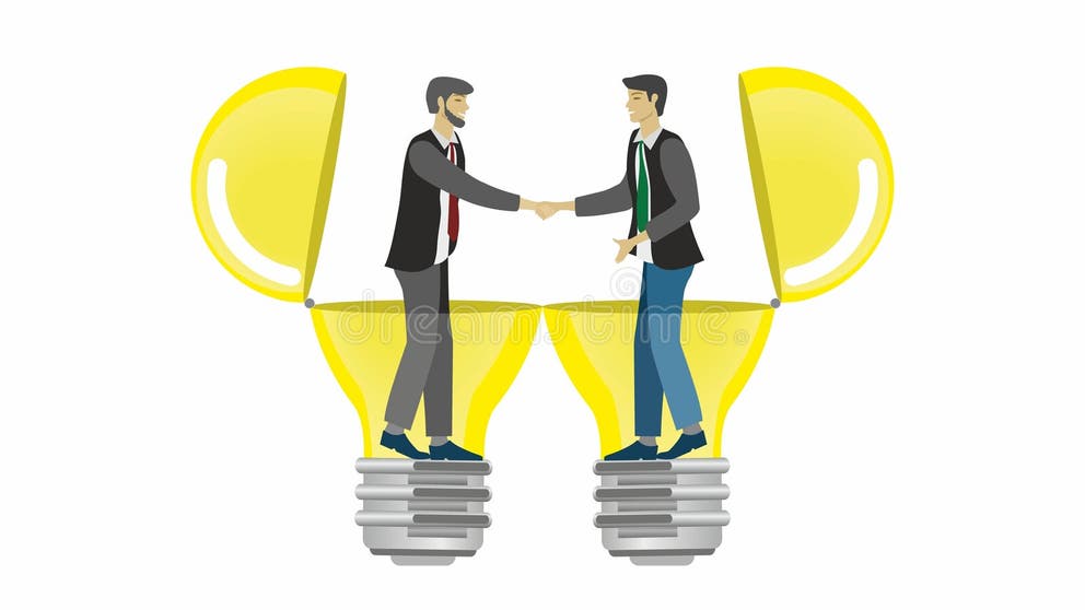Two Men Making Agreement about Idea and Shake Hands. Vector ...