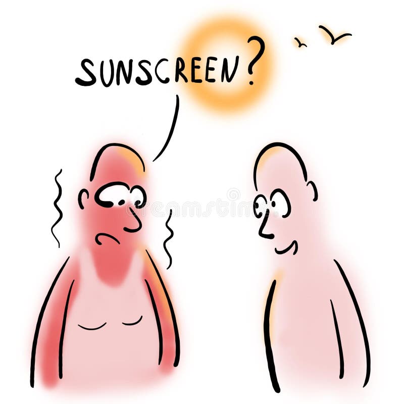 Two men and one sunburn stock illustration. Illustration of funny ...