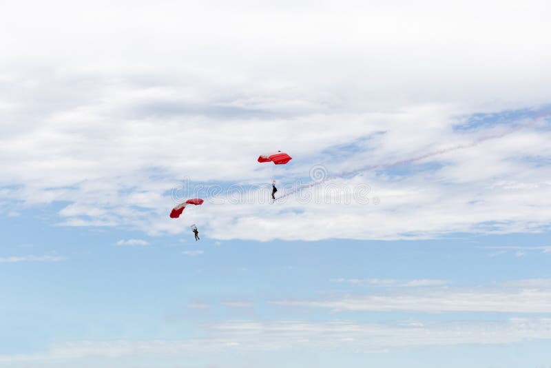 Two Men Parachuting High in the Sky. Editorial Stock Photo - Image of ...