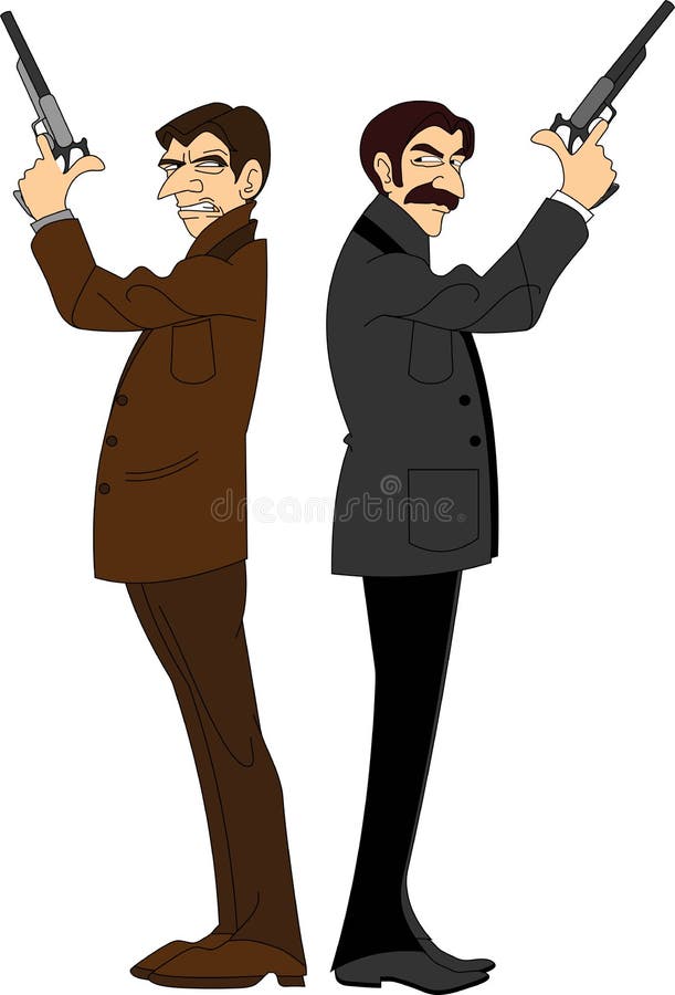 Two Men with Pistol stock vector. Illustration of conflict - 41573370