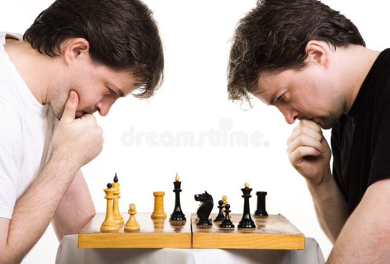 Two men play a chess stock image. Image of concept, metaphor - 14959513