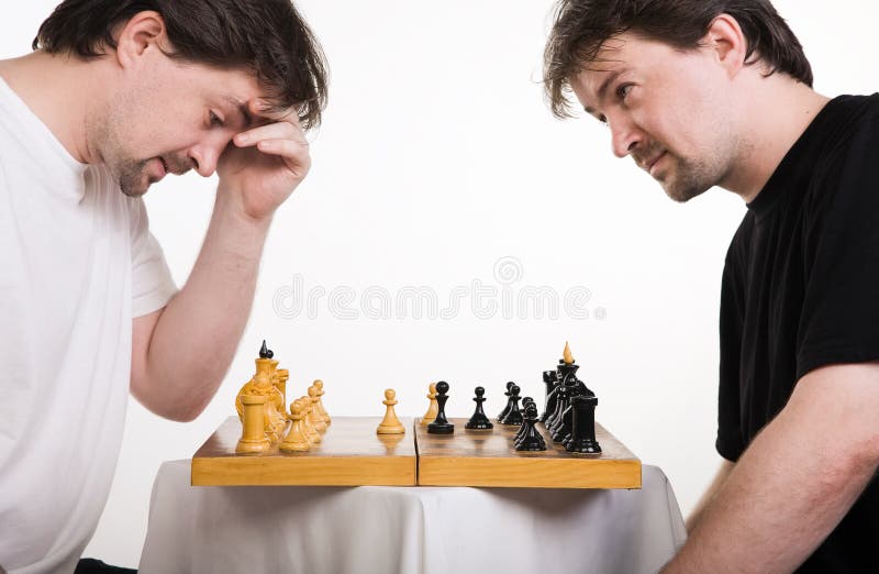 Two men play a chess stock photo. Image of challenging - 14972622