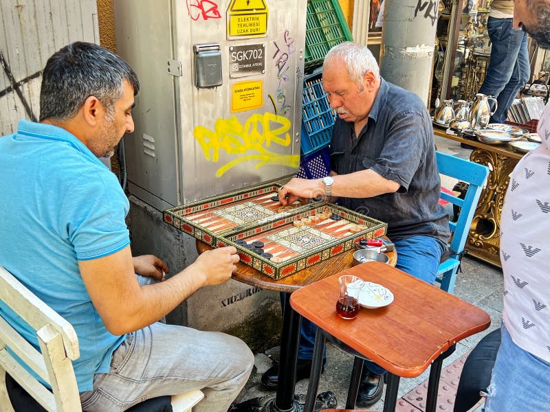 Two Men Playing Backgammon editorial stock photo. Image of restaurant ...