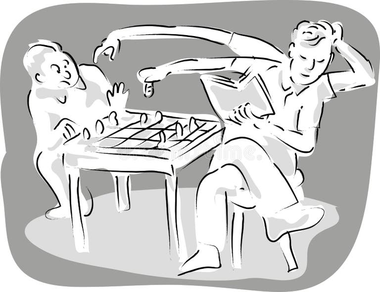 Two men playing chess game stock illustration. Illustration of jolt ...