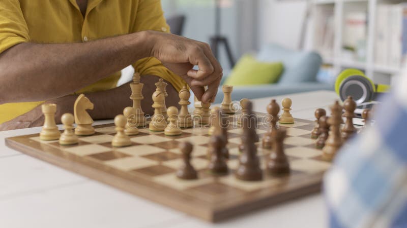 Friends Playing Chess at Home Stock Image - Image of indoors ...