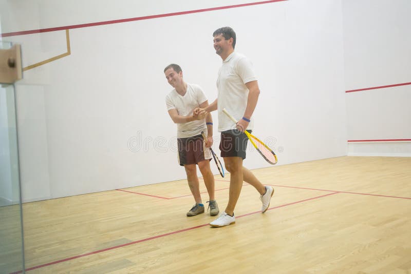 Two Men Playing Match of Squash Stock Photo - Image of male, court ...
