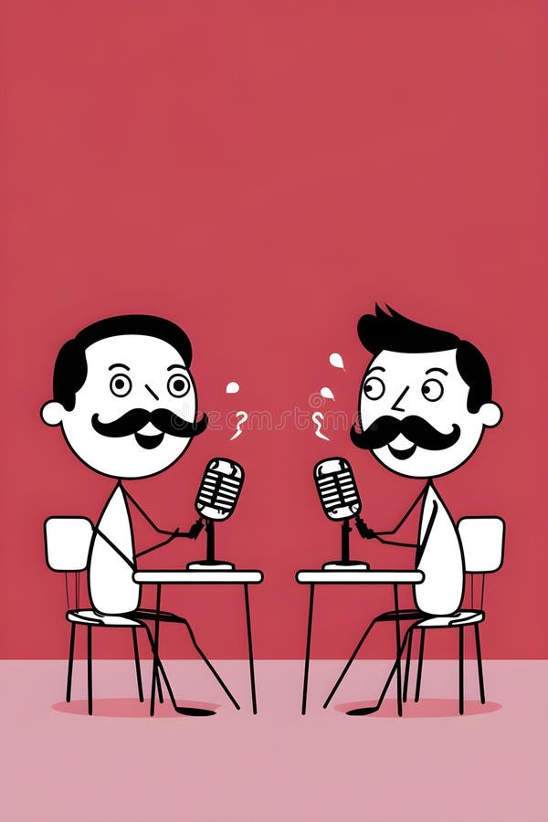 Two Men in a Podcast Studio Having a Conversation Stock Illustration ...