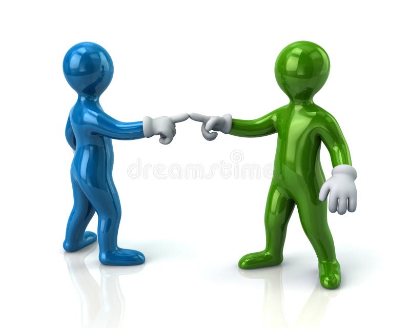 Person Pointing To Another Person