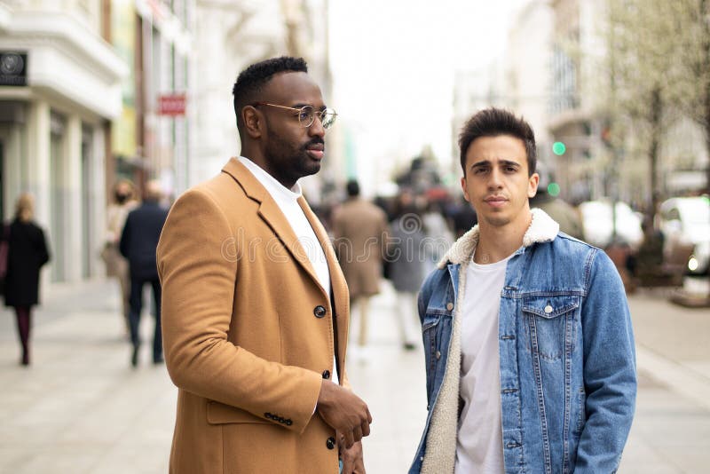 Two Men Posing in the Gran Via Madrid Stock Photo - Image of elegant ...
