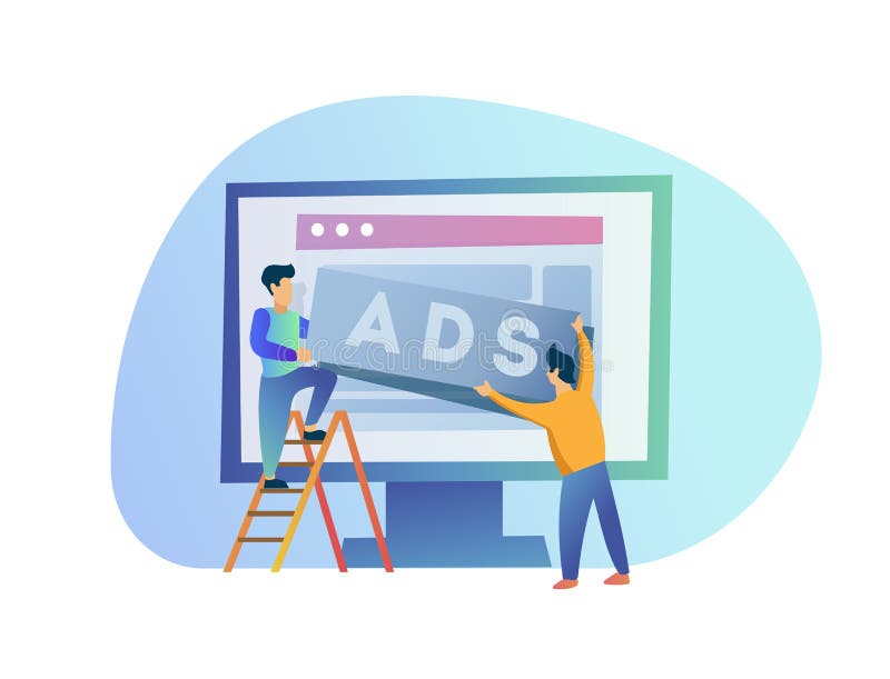 Two men post an ad stock vector. Illustration of cartoon - 164846788