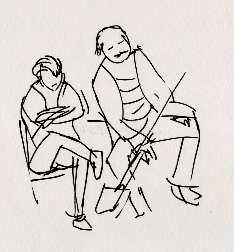 Two men are resting stock illustration. Illustration of instant - 222653112