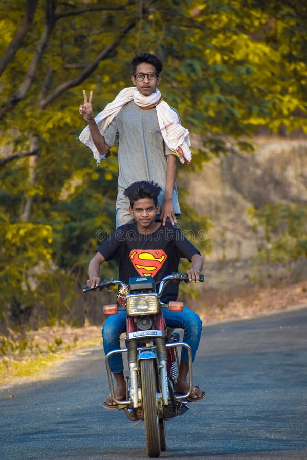 Two Men Riding a Standard Motorcycle Stock Image - Image of seated ...