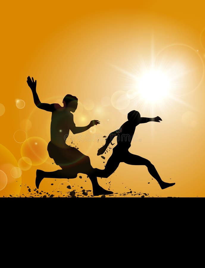 Two Men Running on the Field Stock Vector - Illustration of cross ...