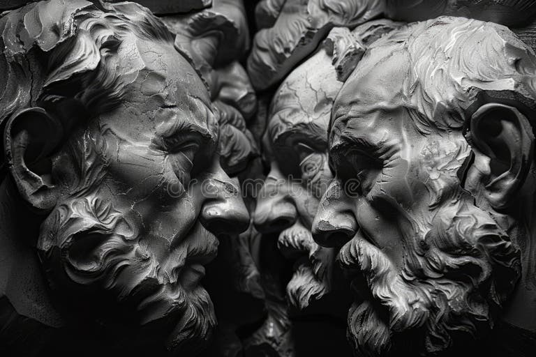 Two Men S Faces are Shown in Mirror, One of Which is Missing Ear Stock ...