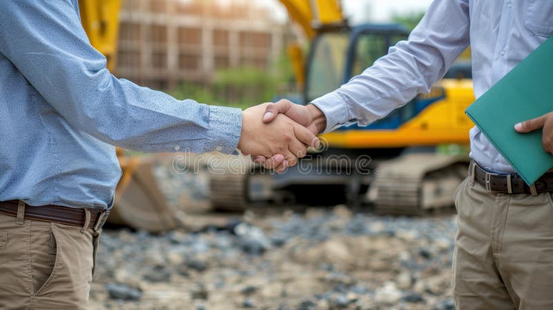 The Handshake on Construction Site. AI Generated Stock Photo - Image of ...
