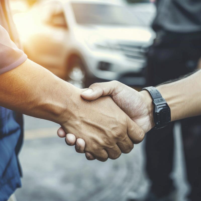 Two Men Shake Hands in Front of a Car Stock Photo - Image of executive ...