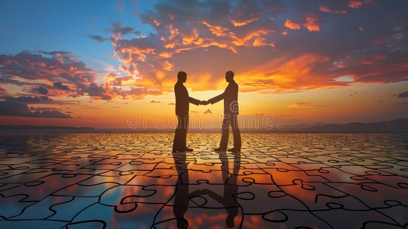 Two Men Shake Hands in Front of a Wall of Boxes Stock Image - Image of ...