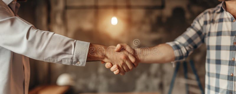Two Men Shaking Hands in a Casually Lit Environment Stock Photo - Image ...
