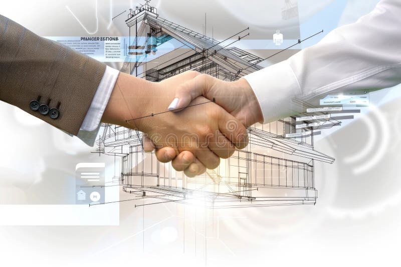 Two Men Shaking Hands in Front of a Building Stock Image - Image of ...