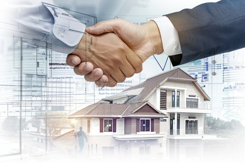 Two Men Shaking Hands in Front of a Building Stock Photo - Image of ...
