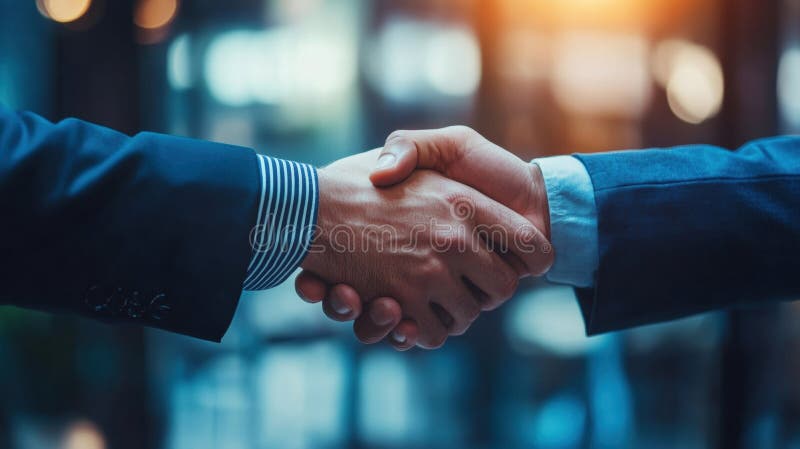 Two Men Shaking Hands in Front of a Building Stock Illustration ...