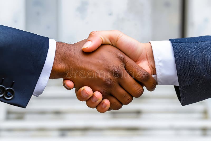 Two Men Shaking Hands in Front of a Building Stock Photo - Image of ...