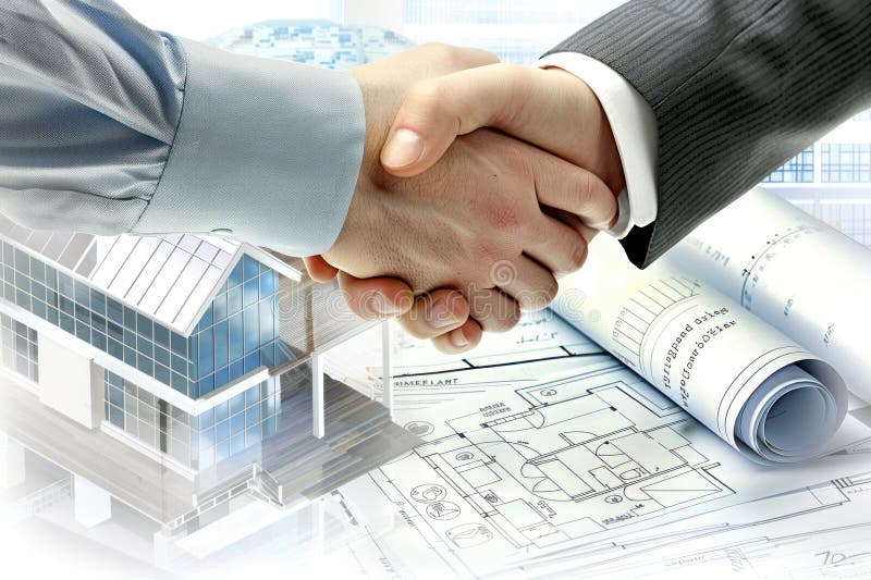 Two Men Shaking Hands in Front of a Building Stock Image - Image of ...