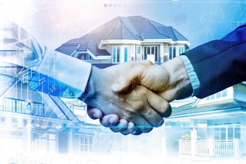 Two Men Shaking Hands in Front of a Building Stock Photo - Image of ...