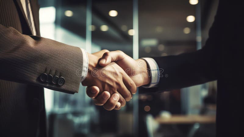 Two Men Shaking Hands in Front of Glass Wall in Office Building ...